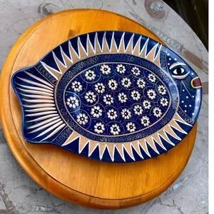 Artisan Crafted | Dining | Vintage Ceramic Fish Platter Blue Mexican ...